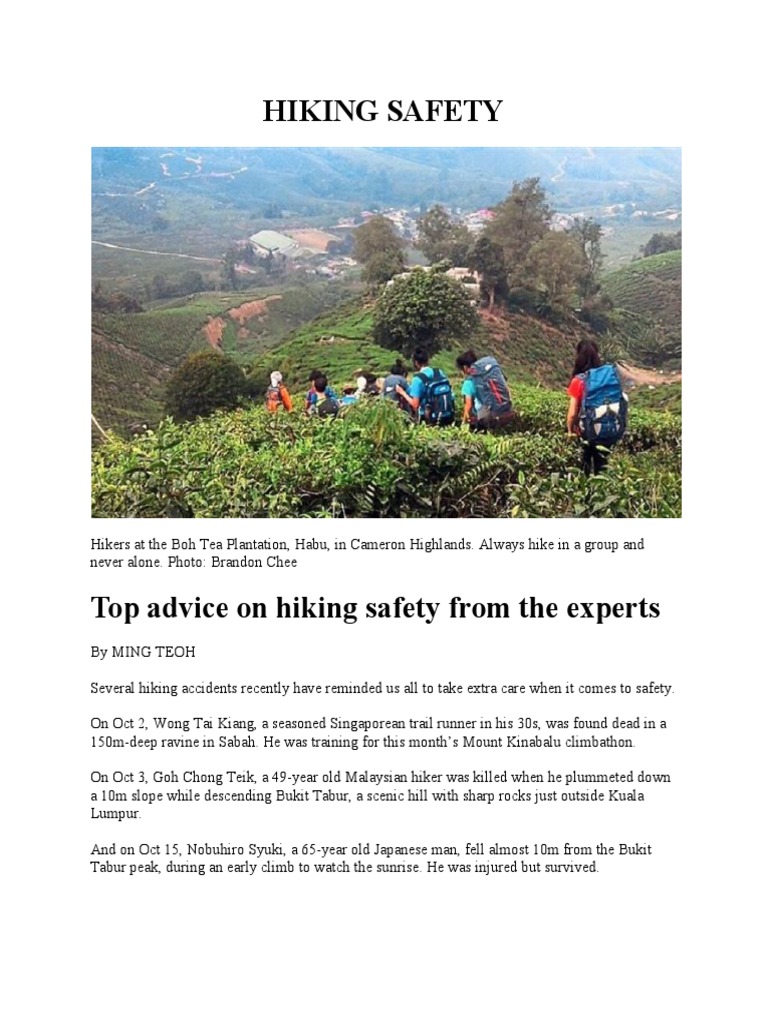 Hiking Safety | PDF | Hiking | Trail