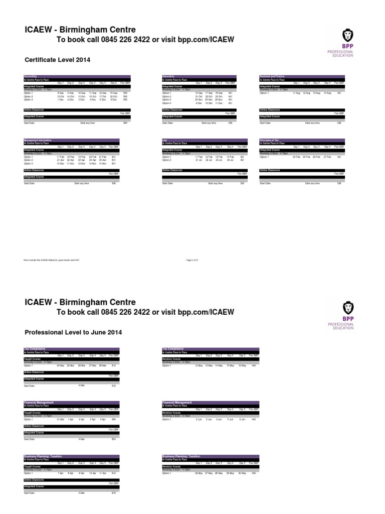 ICAEW - Birmingham Centre: Certificate Level 2014 | PDF | Taxation ...