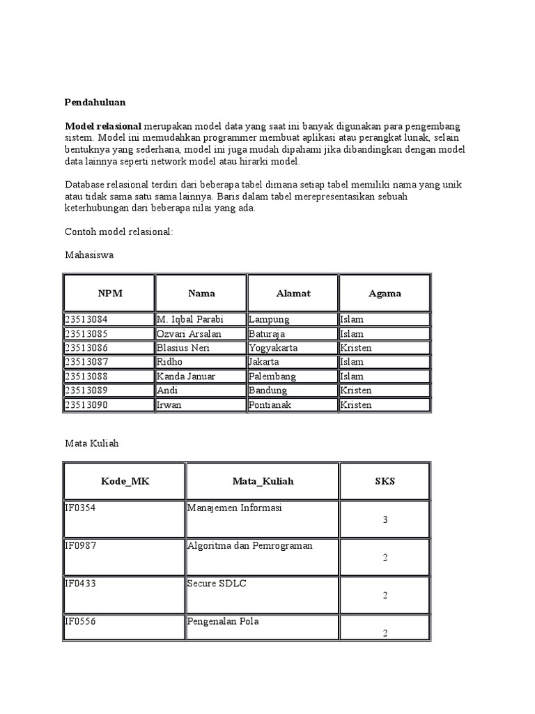 Database Relasional 1 | PDF | Karier & Perkembangan | Komputer