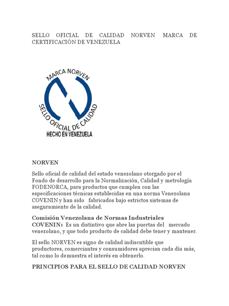 Norven | PDF | Calidad (comercial) | Producto (Negocio)