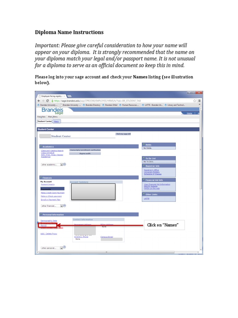 Diploma Name Formatting Instructions | PDF