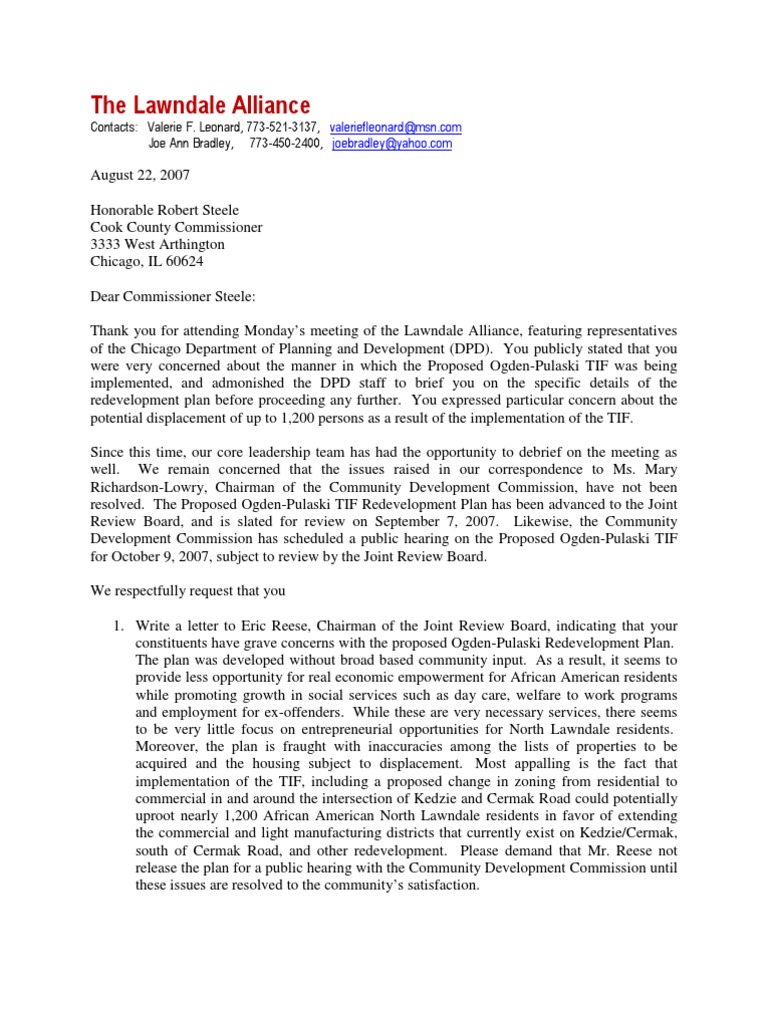 Letter To Commissioner Steele 8-22-07 | PDF | Government