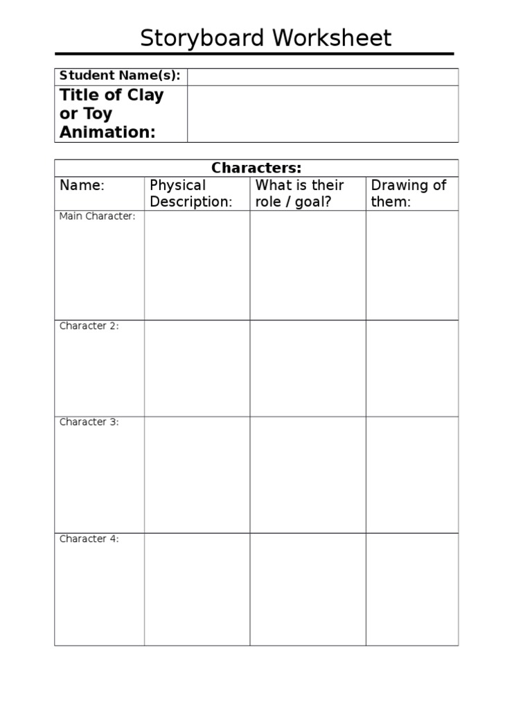 Storyboard Worksheet | PDF