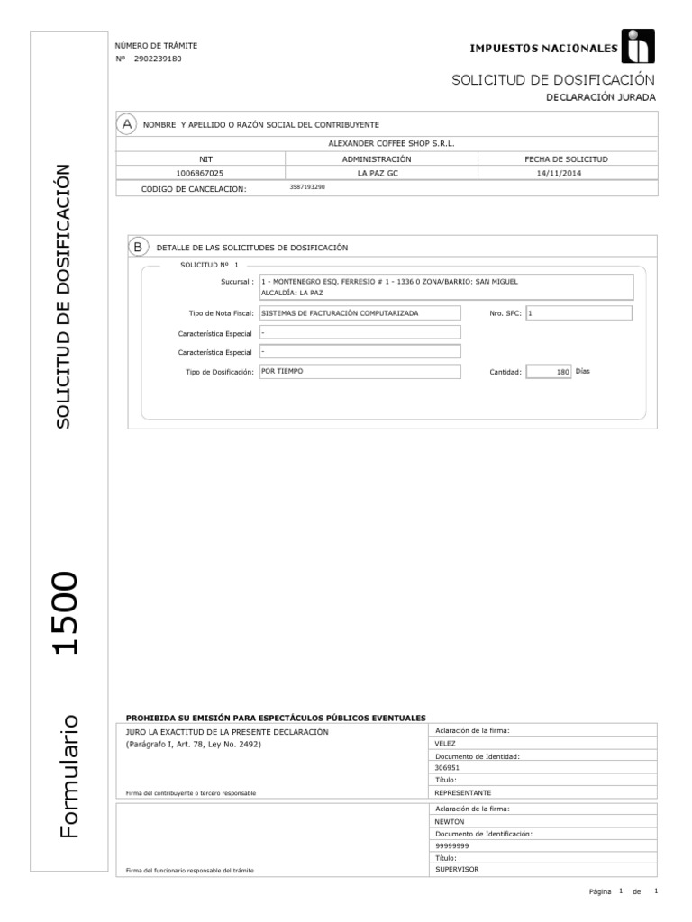 Formulario 1500 | PDF