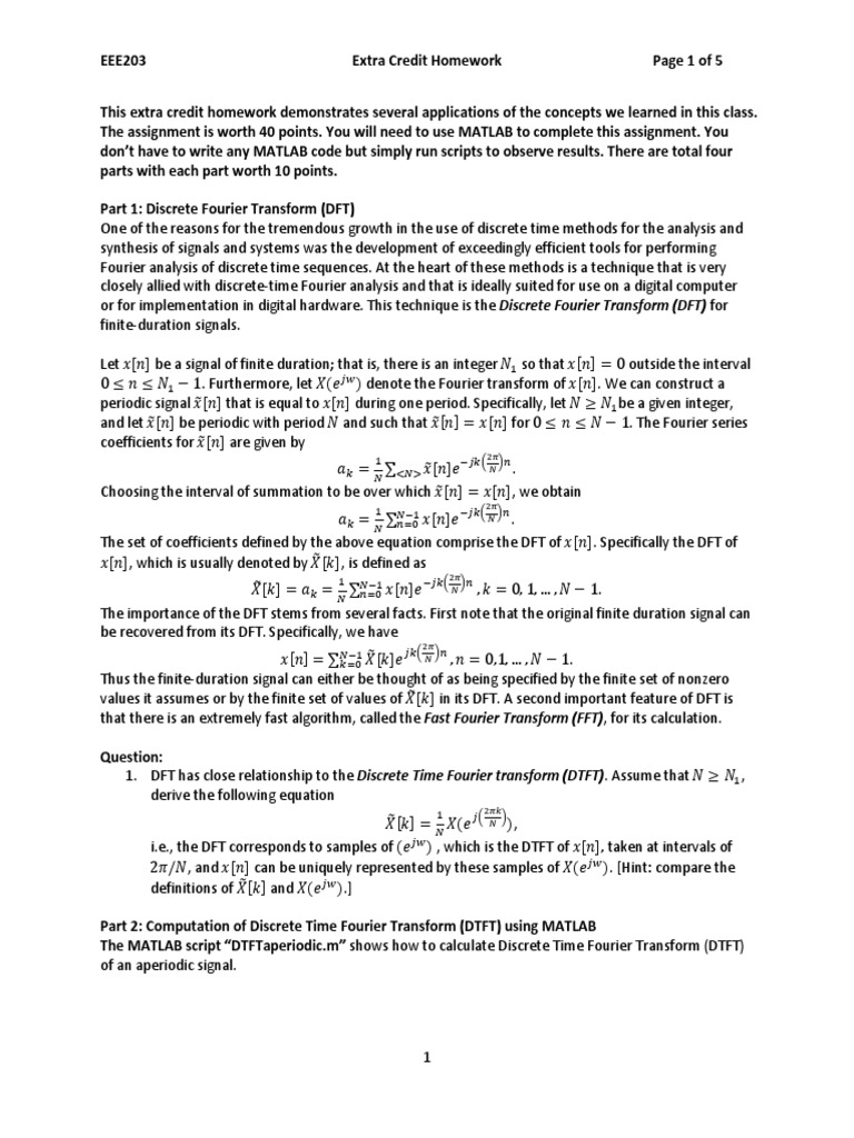 Extra Credit Homework | PDF | Discrete Fourier Transform | Fourier Analysis