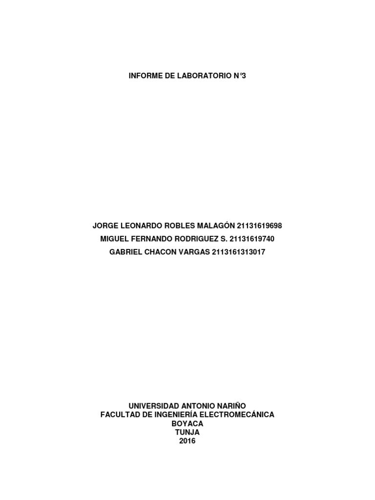 Informe De Laboratorio 3 Quimica Uan Pdf Azufre Química