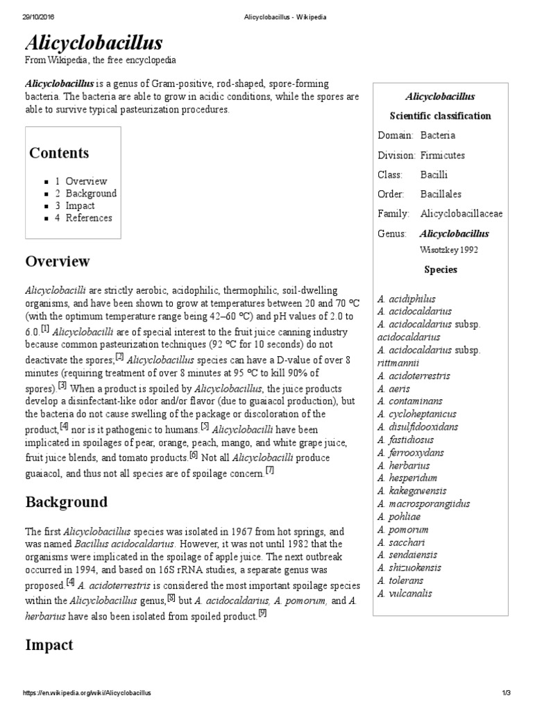 Alicyclobacillus - Wikipedia | PDF | Prokaryote | Bacteria