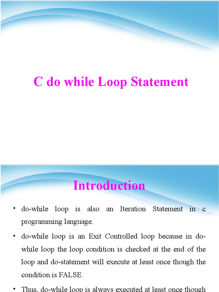 C Do While Loop Statement | PDF