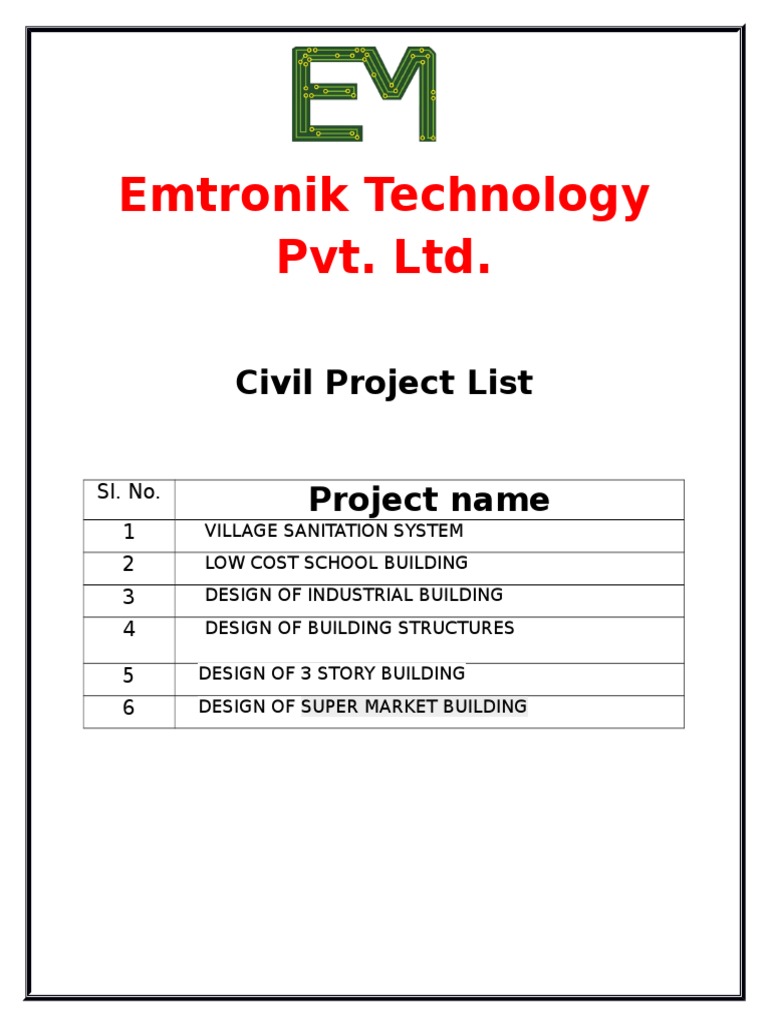Civil Project Portfolio by Emtronik | PDF | Technology & Engineering