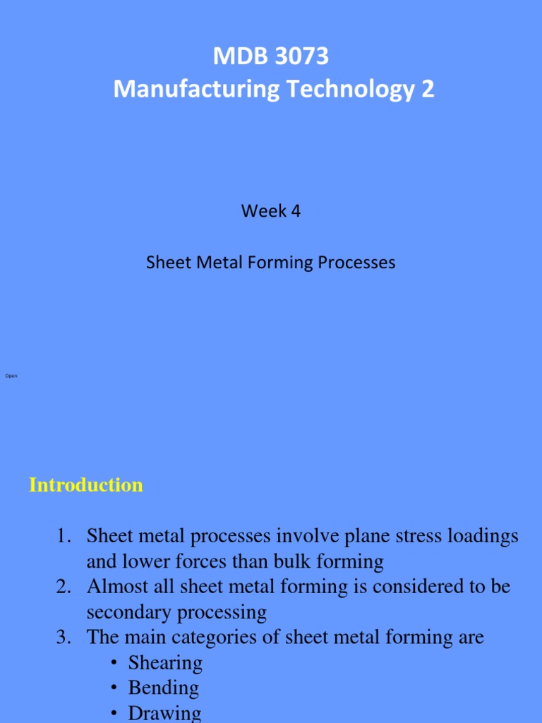 Sheet Metal Forming Processes Overview | PDF | Sheet Metal | Ultimate ...
