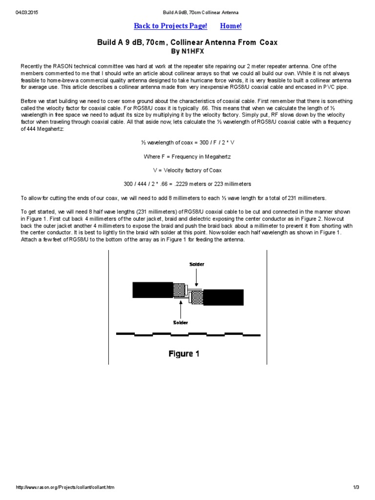 Build a 9dB, 70cm Collinear Antenna | Coaxial Cable | Antenna (Radio)