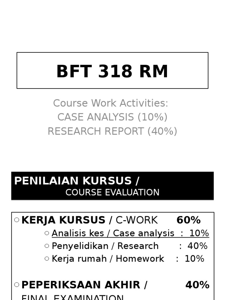 BFT 318 Course Work Guidelines | PDF | Cognition | Science