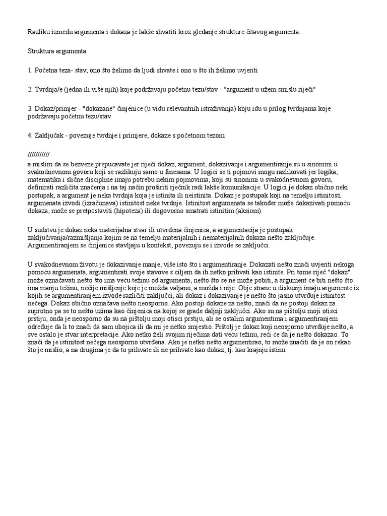 Razlika Argument Vs Dokaz | PDF
