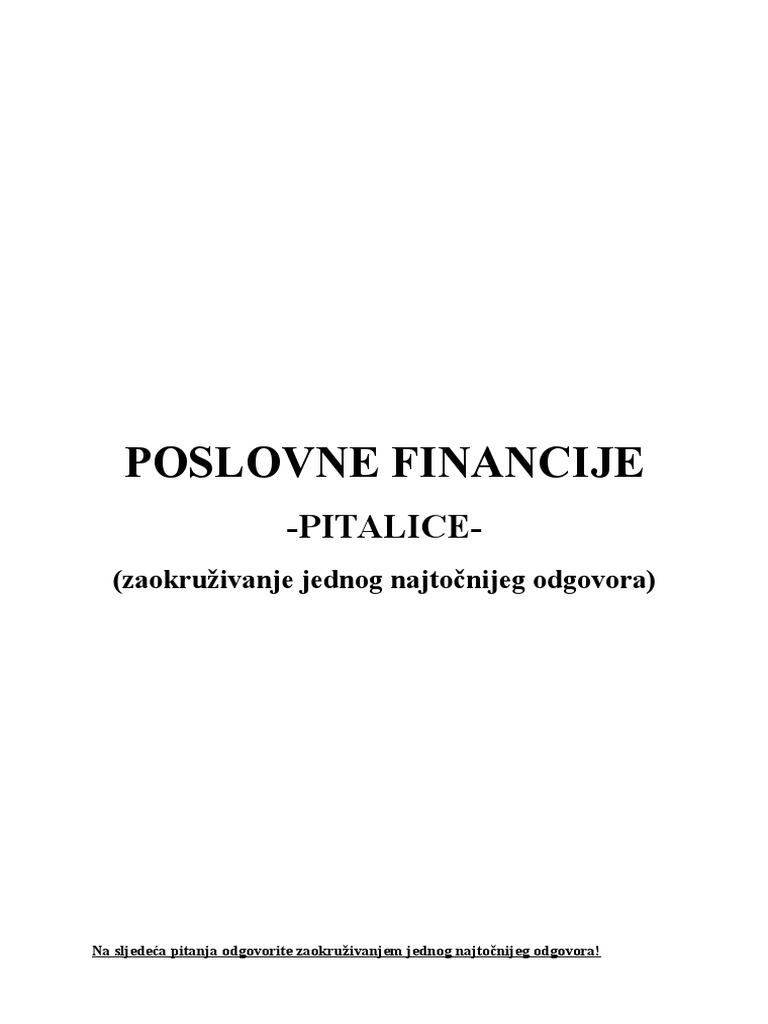 POSLOVNE FINANCIJE-pitalice 2 | PDF