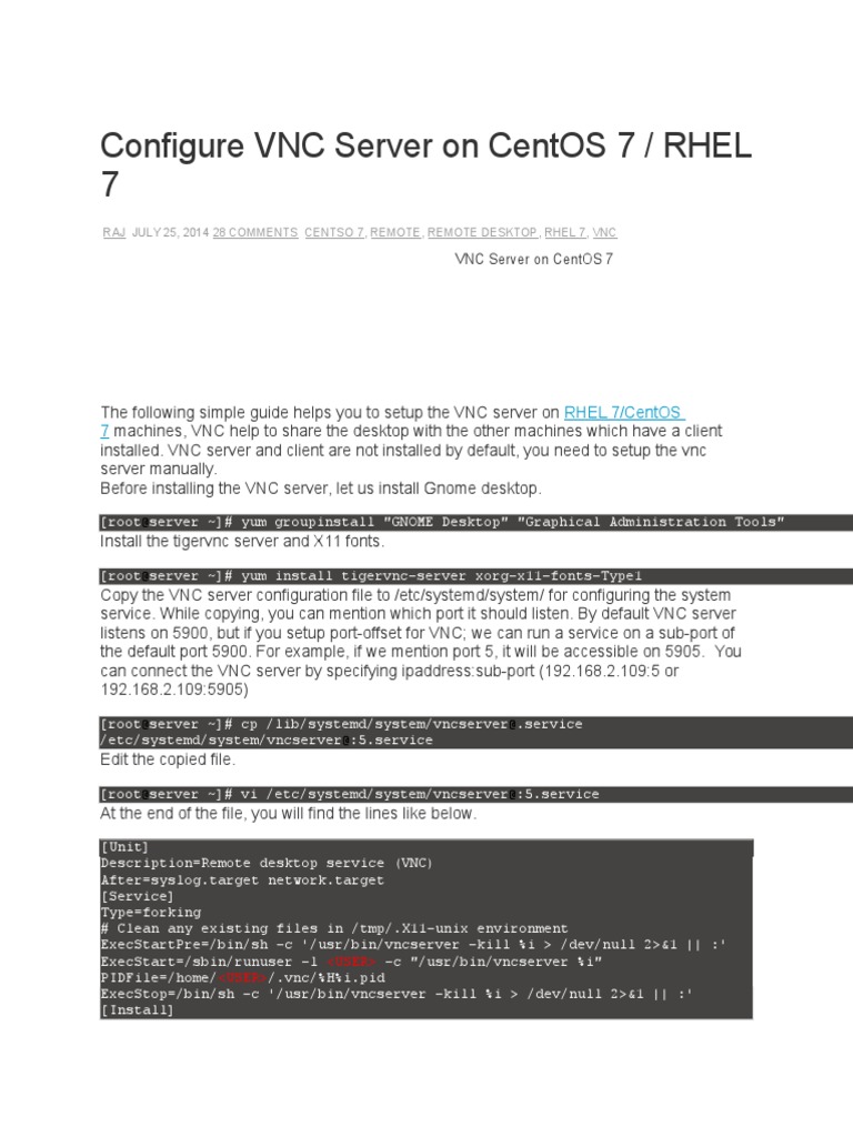 Configure VNC Server On CentOS 7 | PDF | Software | System Software