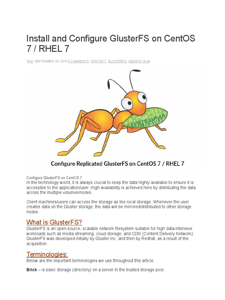 Install and Configure GlusterFS On CentOS 7 | PDF | Computer Cluster | File System