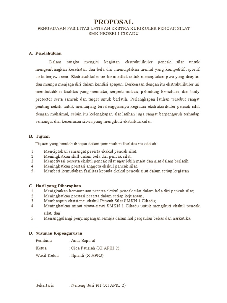 Proposal Alat Eskul Silat | PDF