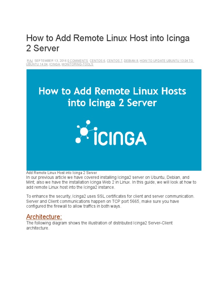 How To Add Remote Linux Host Into Icinga 2 Server PART1 | PDF