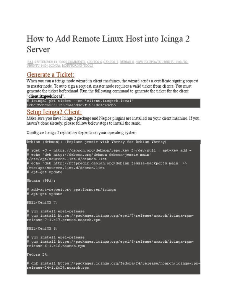 Icinga 2: Add Remote Linux Host | PDF | Advanced Packaging Tool | Free ...