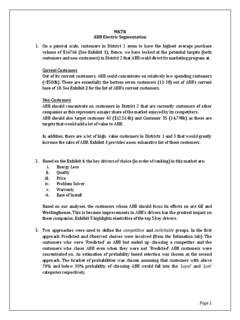 ABB Electric Segmentation | PDF | Market Segmentation | Competition