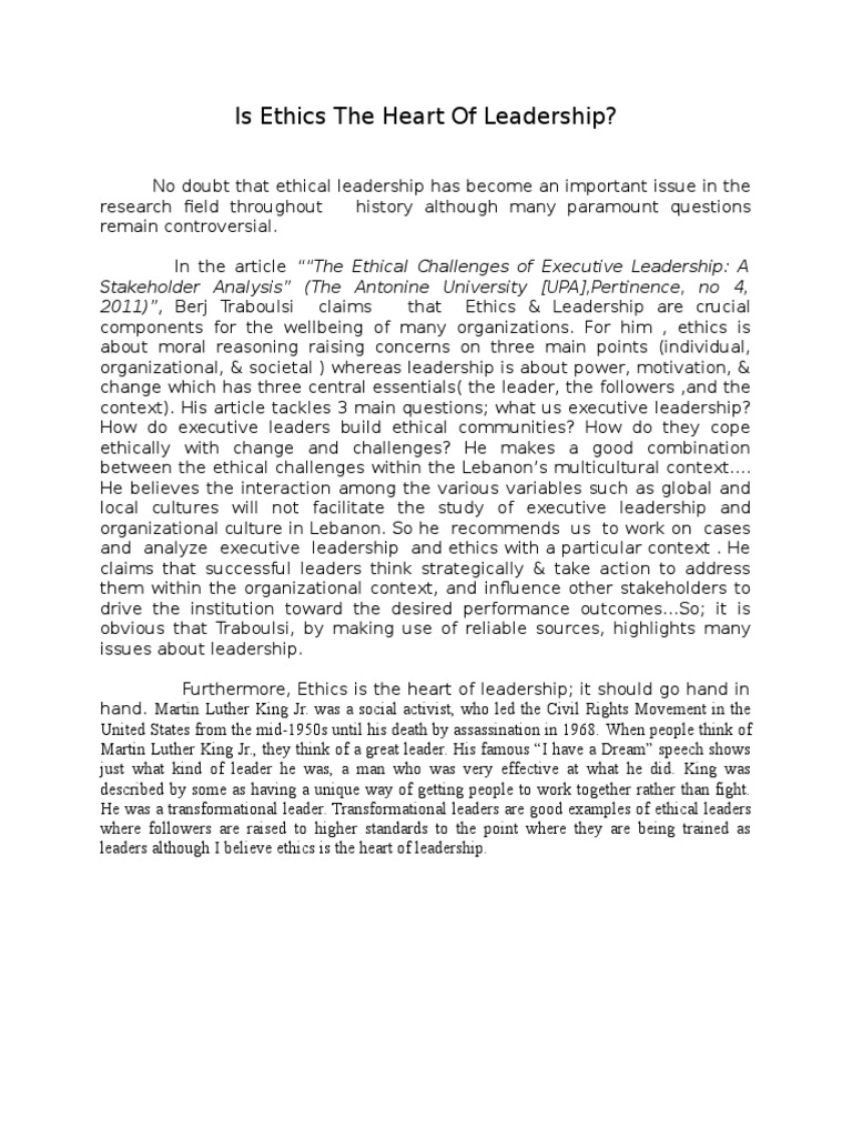Is Ethics The Heart of Leadership | PDF
