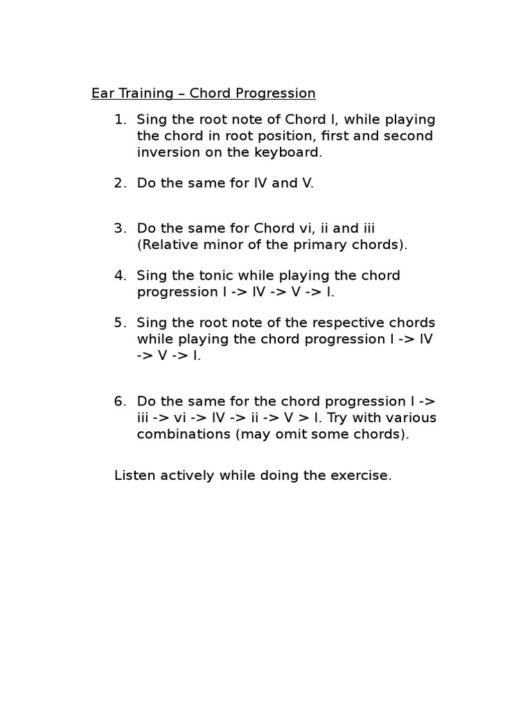 Ear Training Chord Progression | PDF