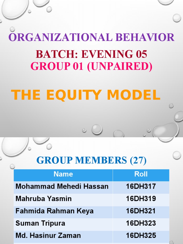 Equity Model - Organizational Behavior | PDF
