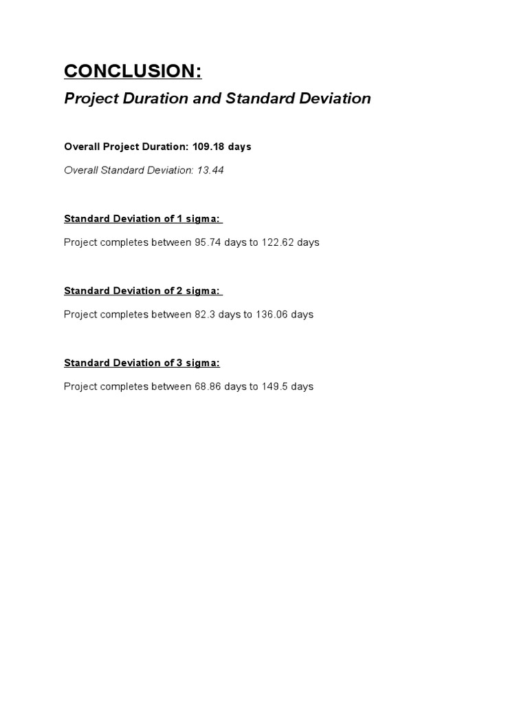 Conclusion:: Project Duration and Standard Deviation | PDF