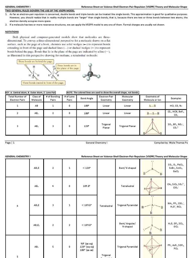 Molecular Geometry Vsepr | PDF | Chemical Bond | Covalent Bond