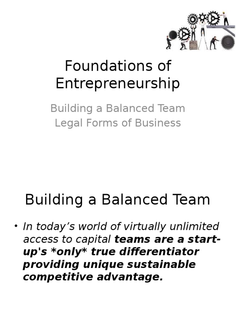 Lecture 7 - Building A Balanced Team and Legal Forms of Business 21.01. ...