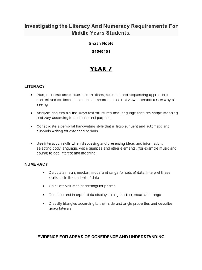 Literacy and Numeracy - Shaan Noble | PDF | Rectangle | Triangle