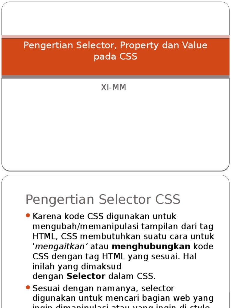 Pengertian Selector, Property Dan Value Pada CSS 1 | PDF