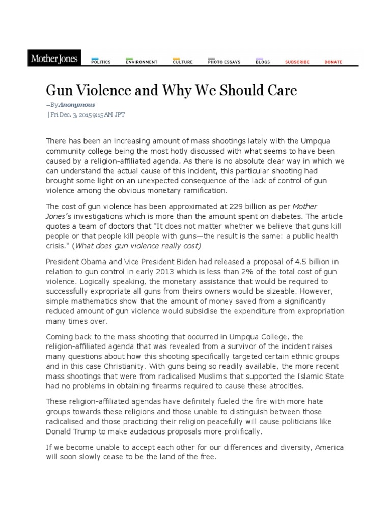 Writtentask3 Guncontrol | PDF | Gun Violence | Overview Of Gun Laws By ...