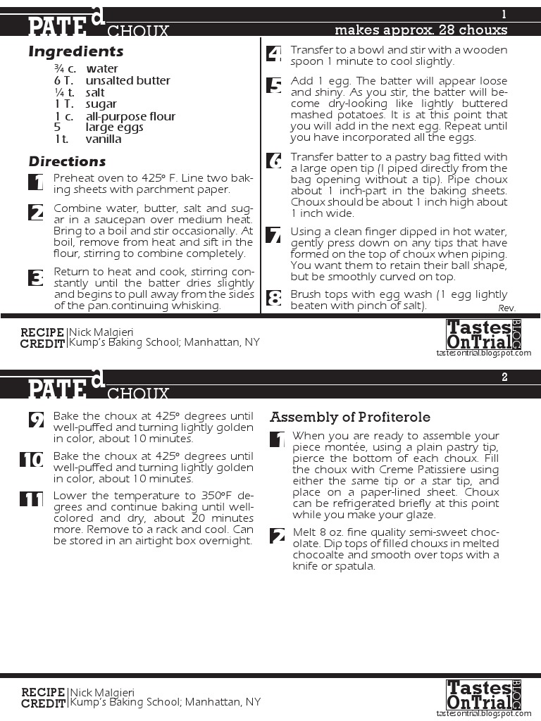 Pate A Choux (Puff Pastry) | PDF | Batter (Cooking) | Desserts