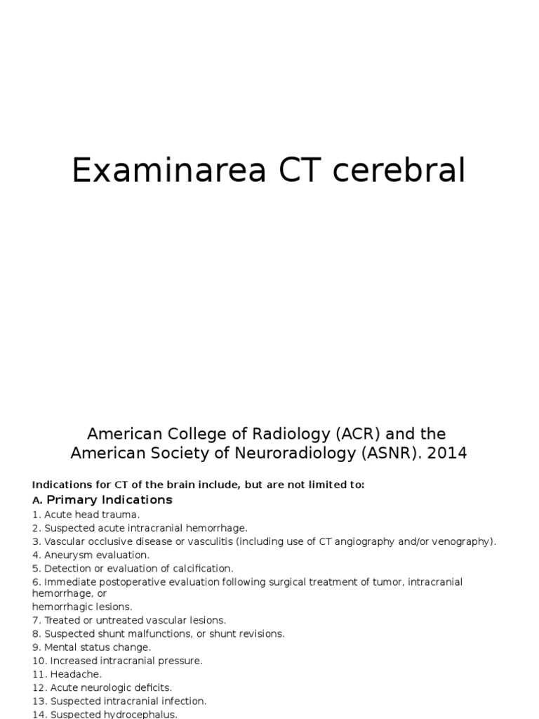 CT Brain Examination Overview | PDF