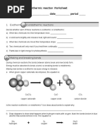 Exothermic and Endothermic Reactions - Worksheet | PDF | Chemical ...