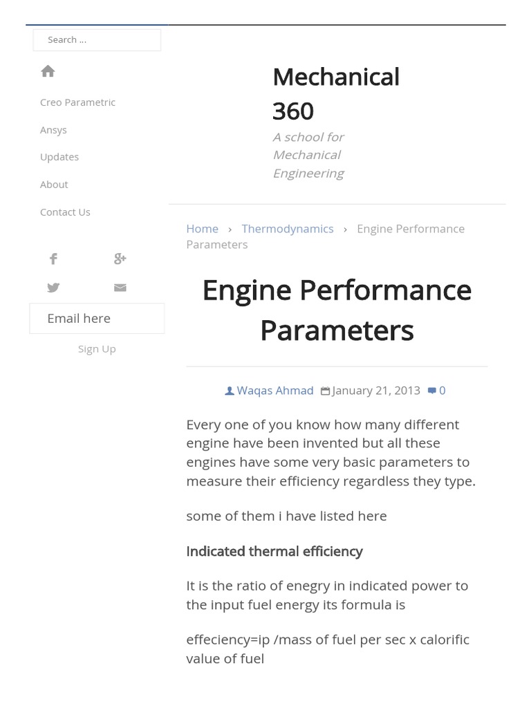 Engine Performance Parameters | PDF