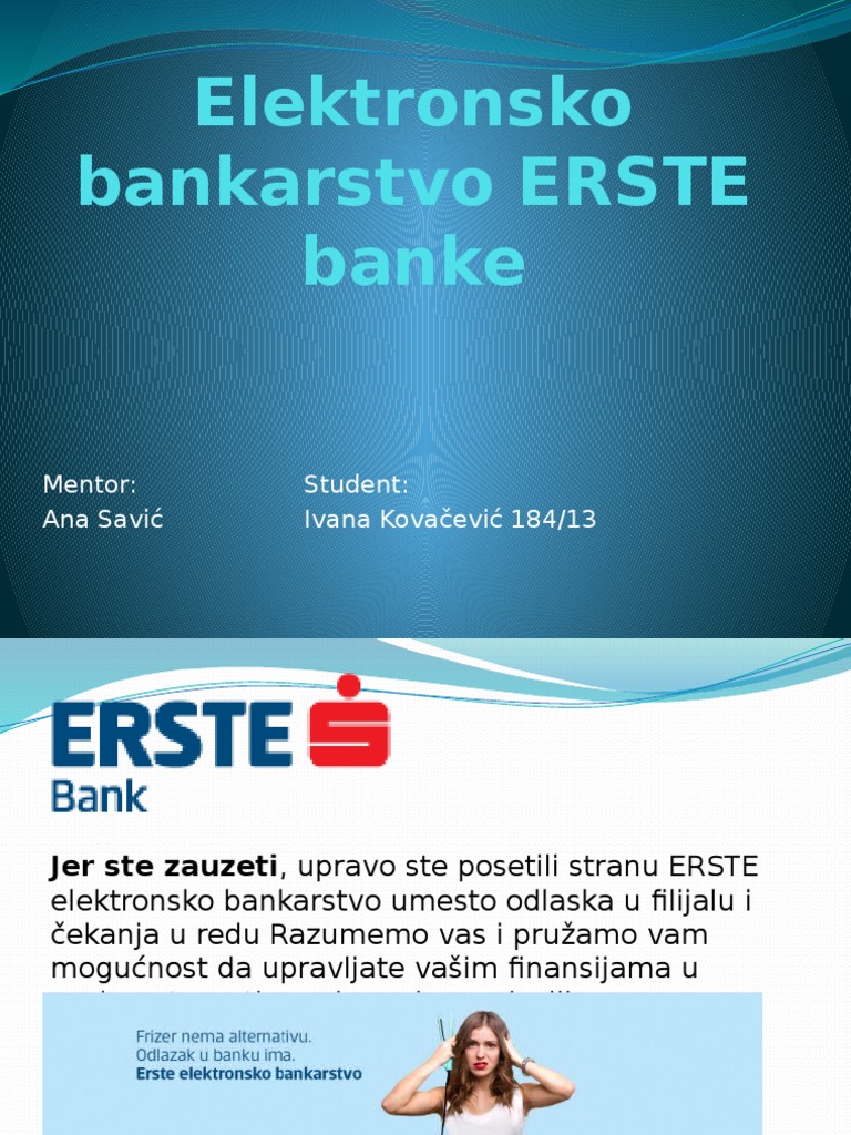 Elektronsko Bankarstvo ERSTE Banke | PDF