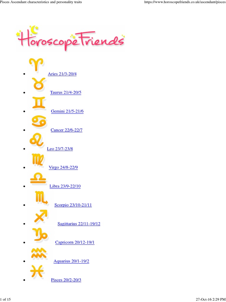 Pisces Ascendant Characteristics and Personality Traits | Planets In ...