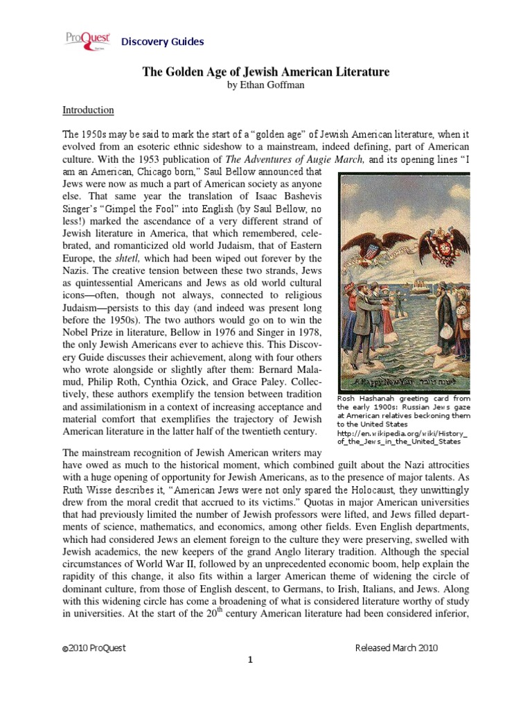 The Golden Age of Jewish American Literature: Discovery Guides | PDF ...