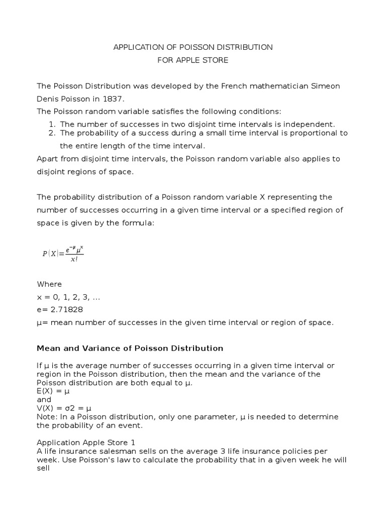 Application of Poisson Distribution | PDF | Poisson Distribution | Teaching Mathematics