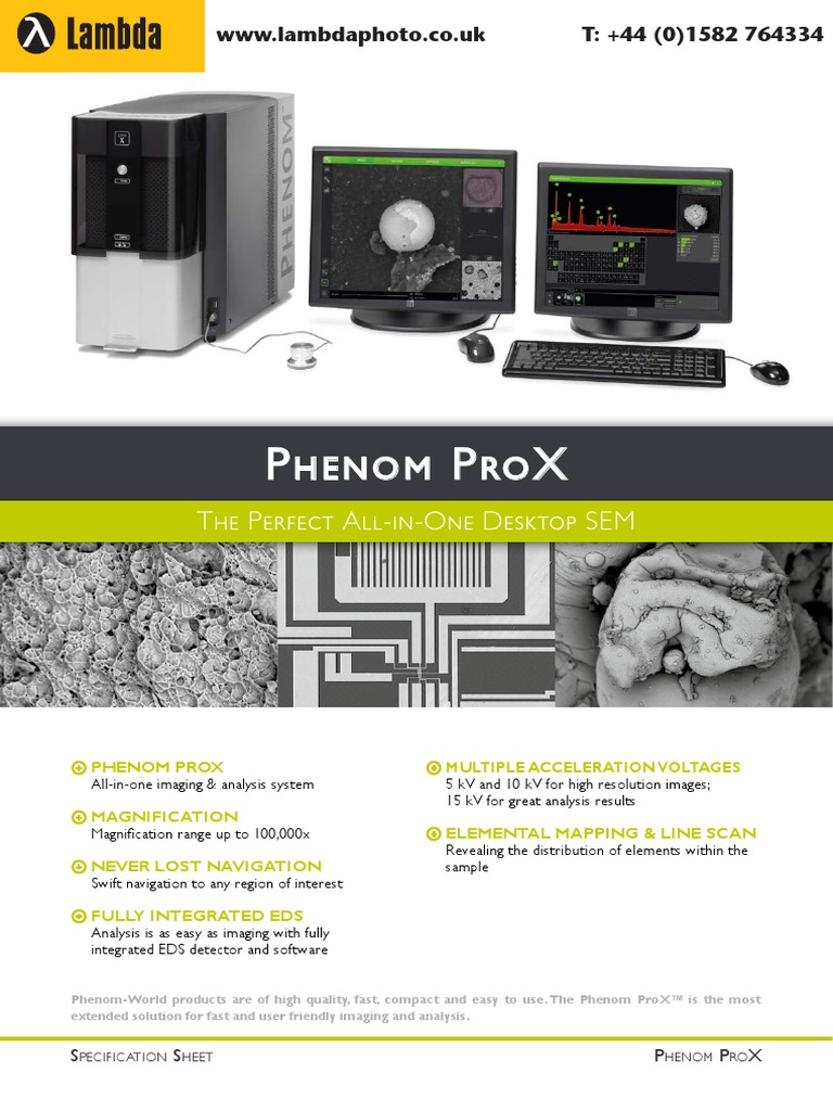 Phenom Prox Specifications Lambda PDF | PDF | Scanning Electron ...