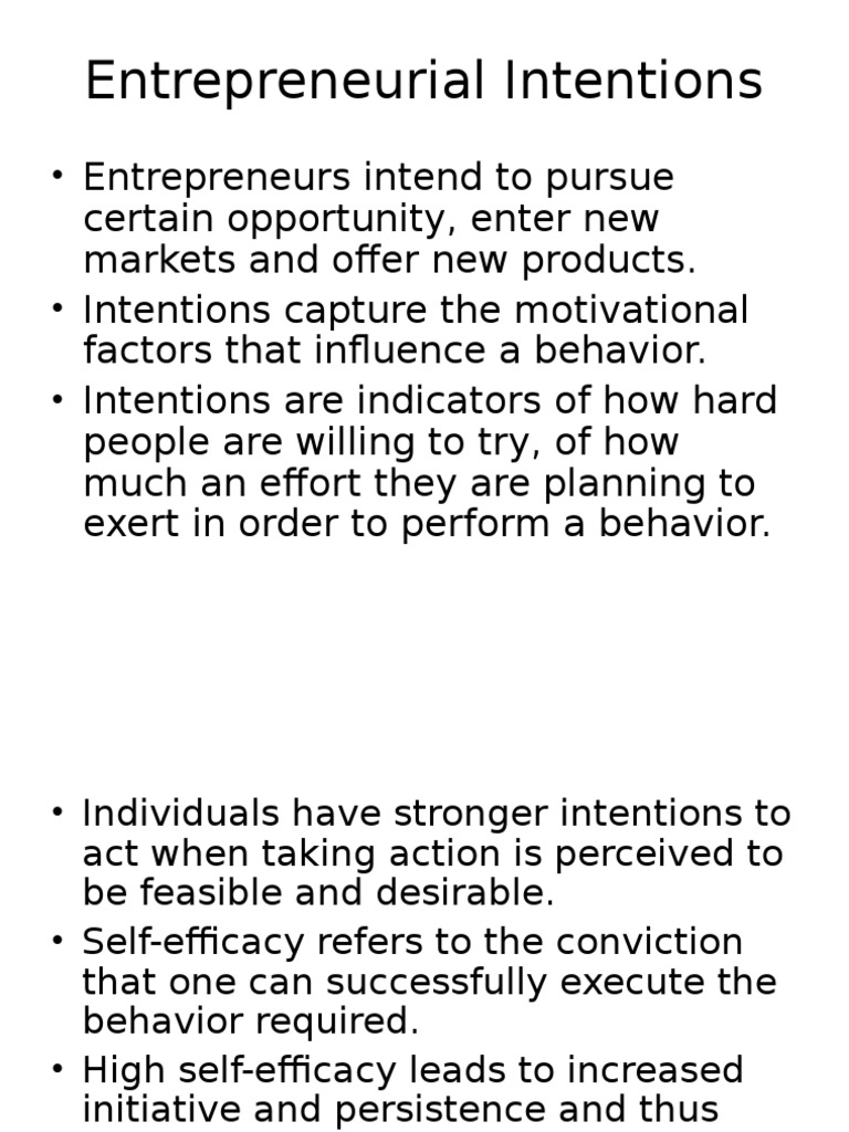 Entrepreneurial Intention | PDF | Self Efficacy | Intention