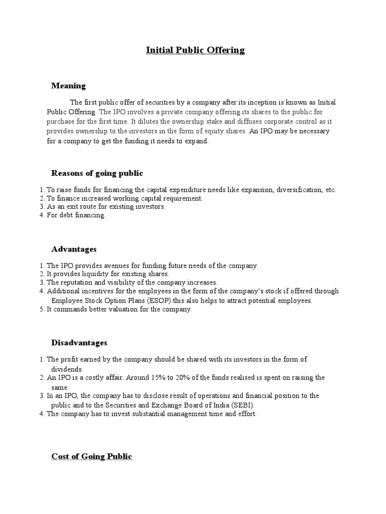 IPO-Initial Public Offering | PDF | Business