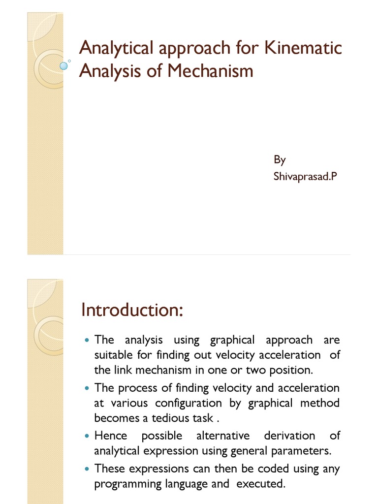 Analytical Approach For Kinematic Analysis of Mechanism | PDF ...