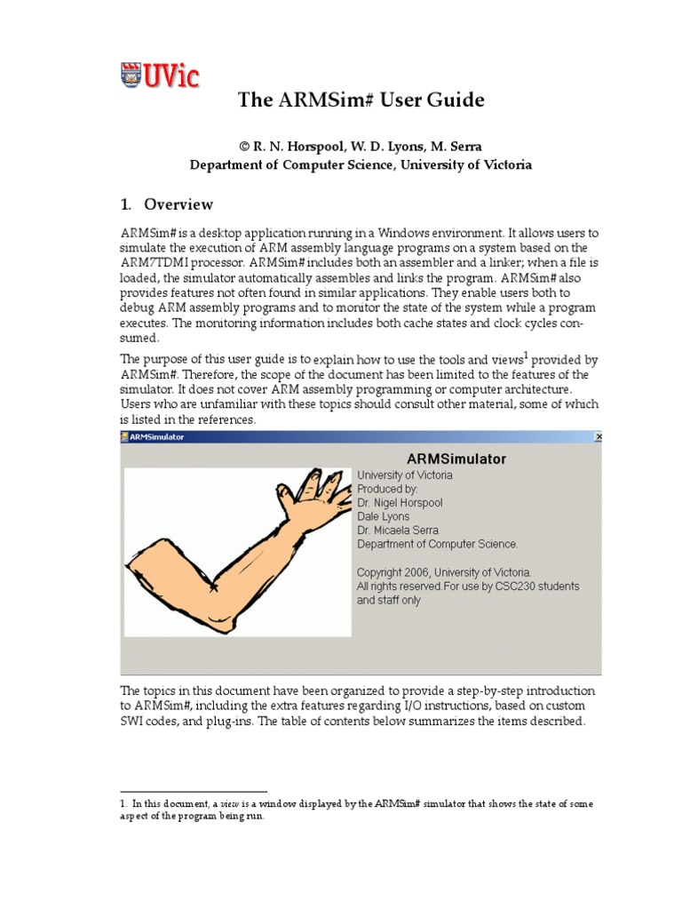 The Armsim# User Guide: 1. Overview | PDF | Cpu Cache | Arm Architecture