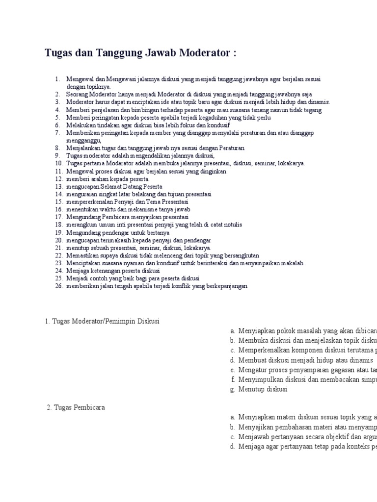 Tugas Moderator Diskusi Lengkap | PDF