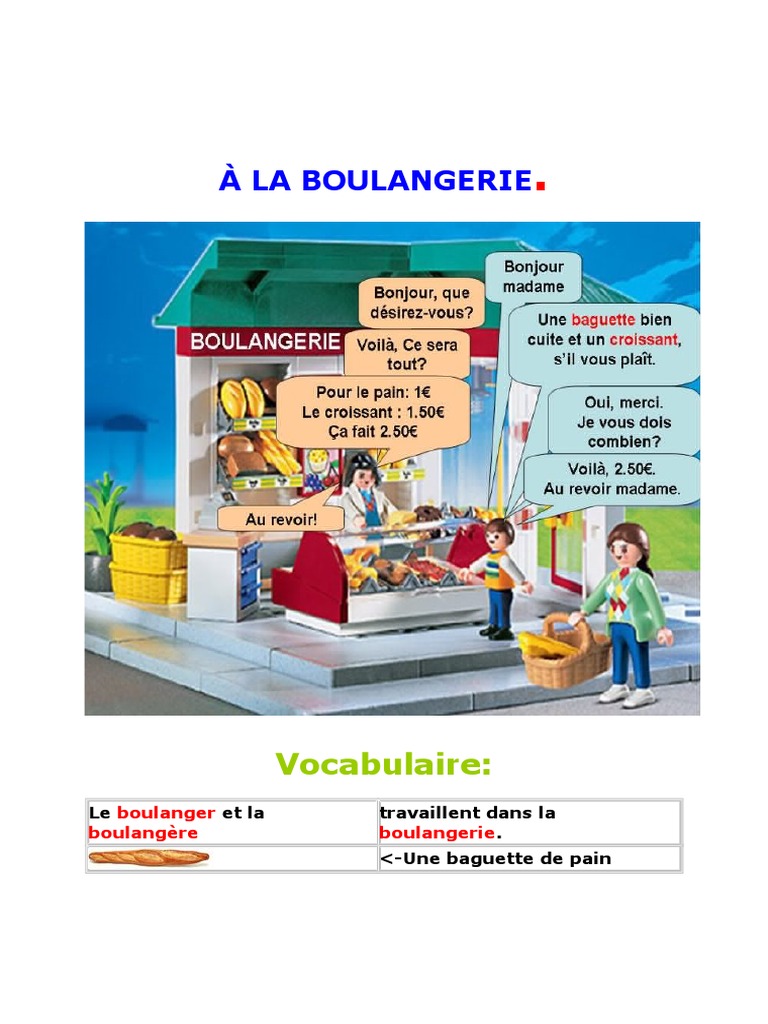 A La Boulangerie Dialogue Pdf