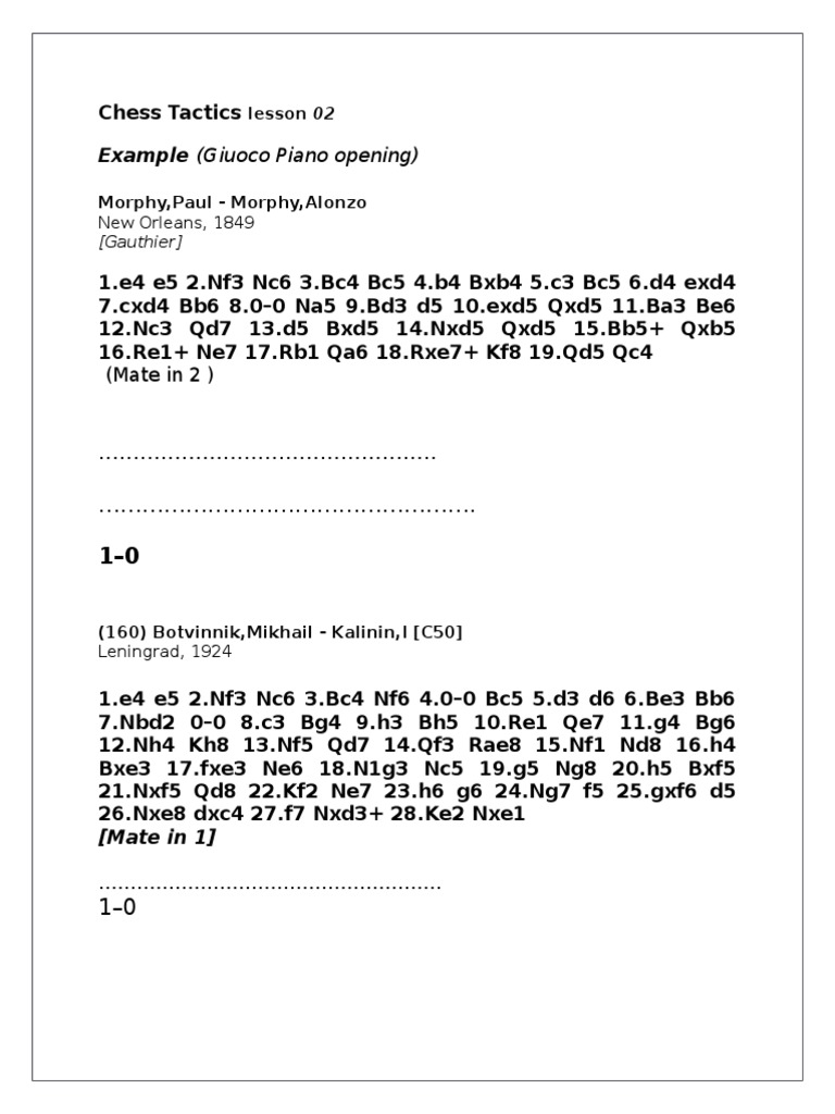 Example (Giuoco Piano Opening) : New Orleans, 1849 | PDF