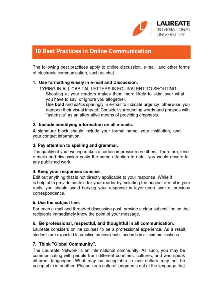 10 Best Practices Online Communication | PDF | Email | Computer ...